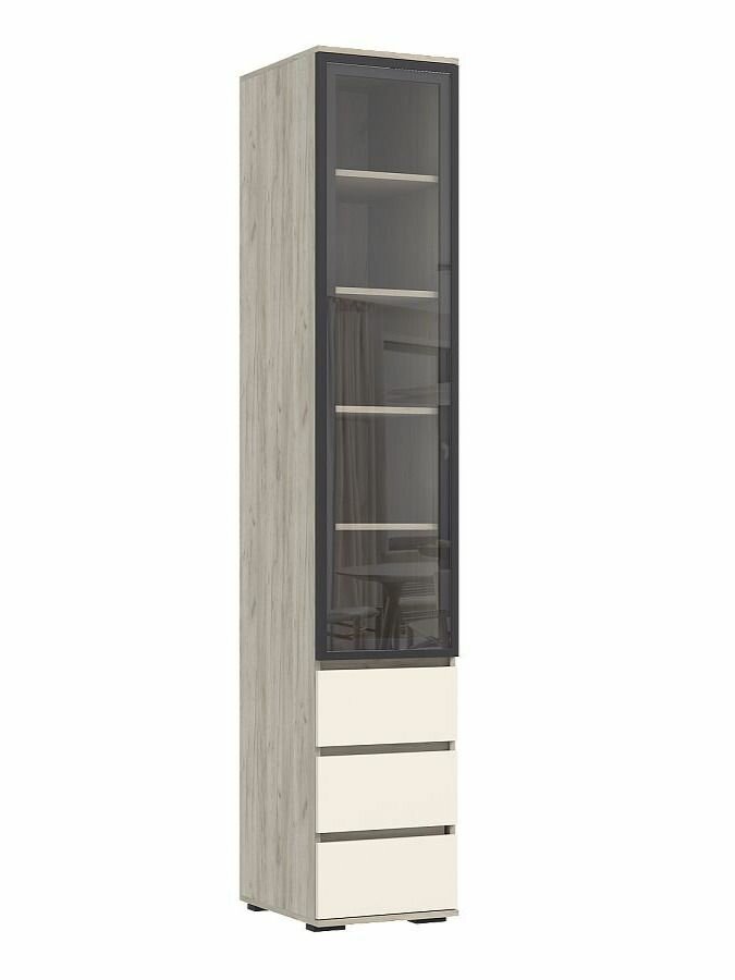 Норд Пенал-стекло 40 см. с ящиками Кашемир, Дуб Крафт серый