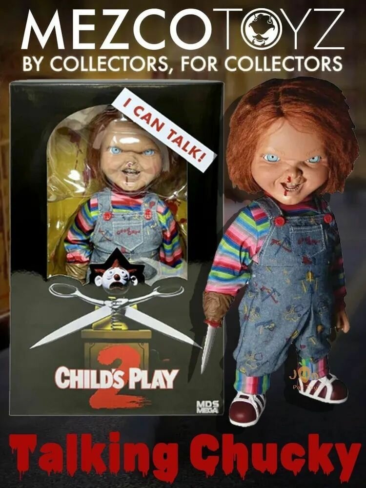 Детская 15-дюймовая интерактивная кукла Чаки Mezco Chucky 2 Talking Chucky Детская шарнирная кукла со сменными аксессуарами для тела