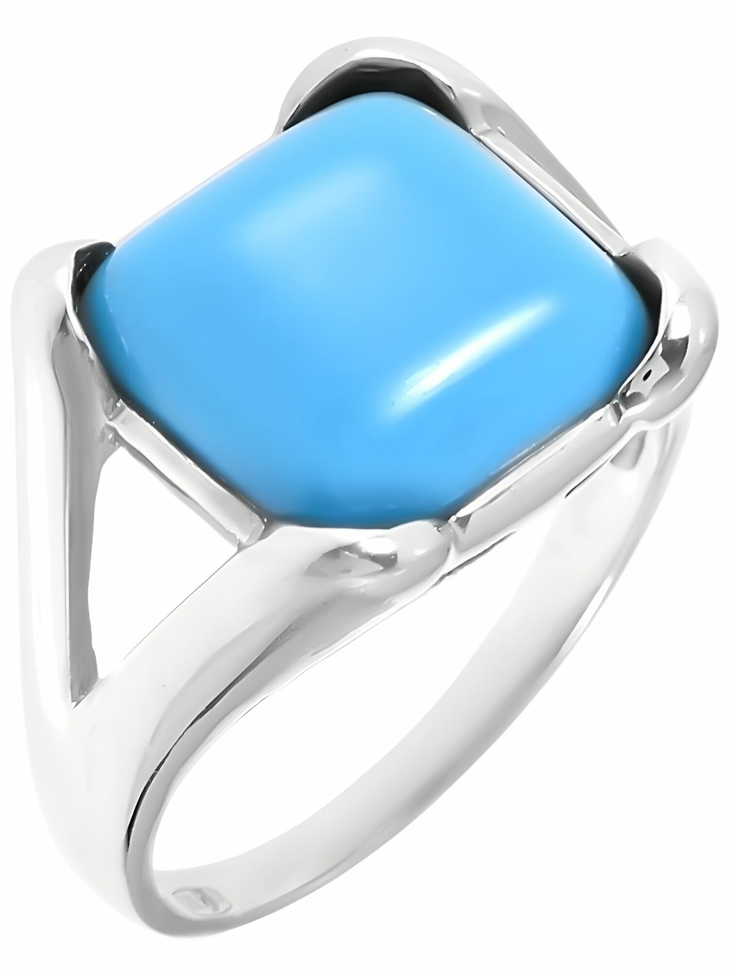 Кольцо тонкое, серебро, 925 проба, родирование, бирюза синтетическая