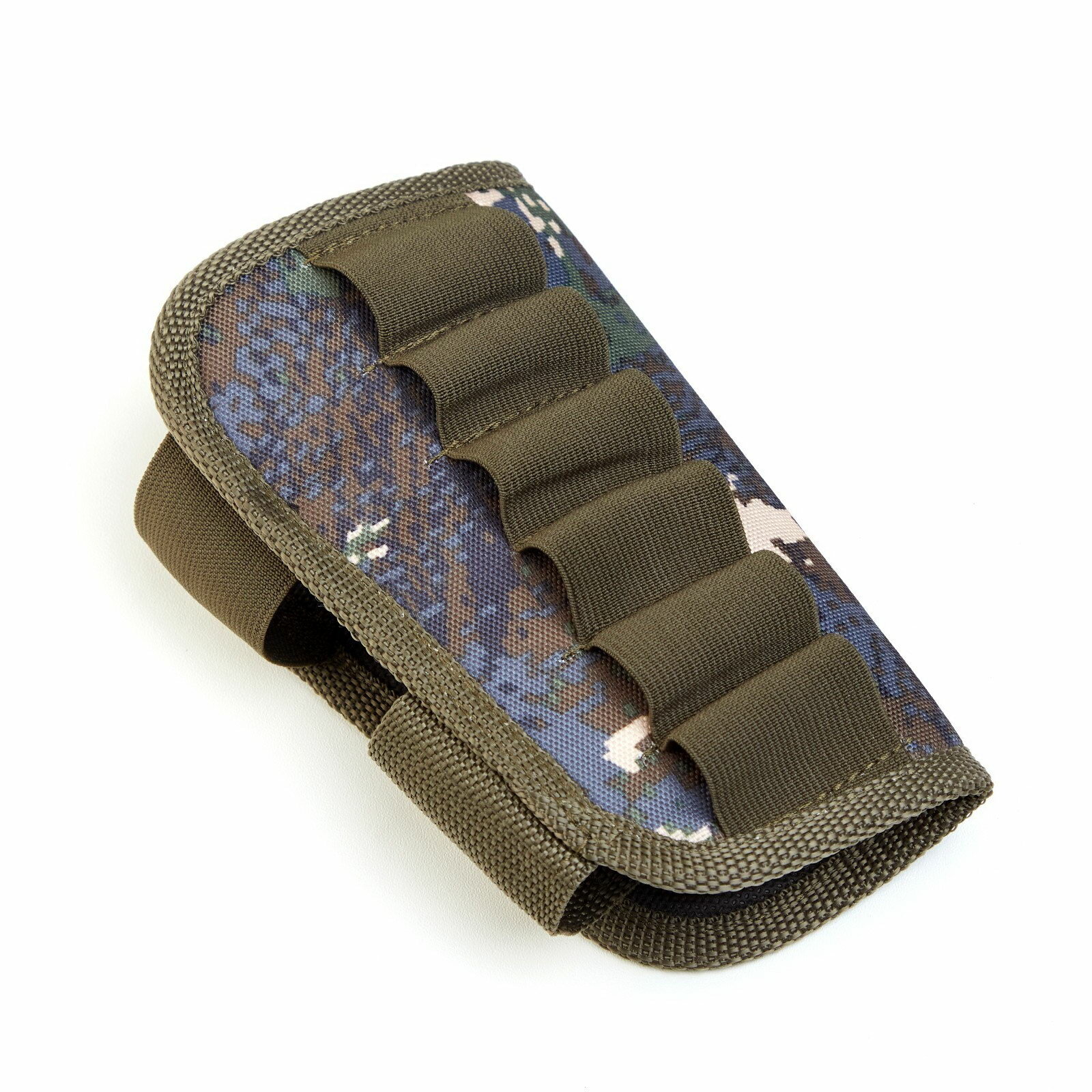 Патронташ на приклад под 12 калибр, на 6 патронов, ткань, цвет: камуфляж