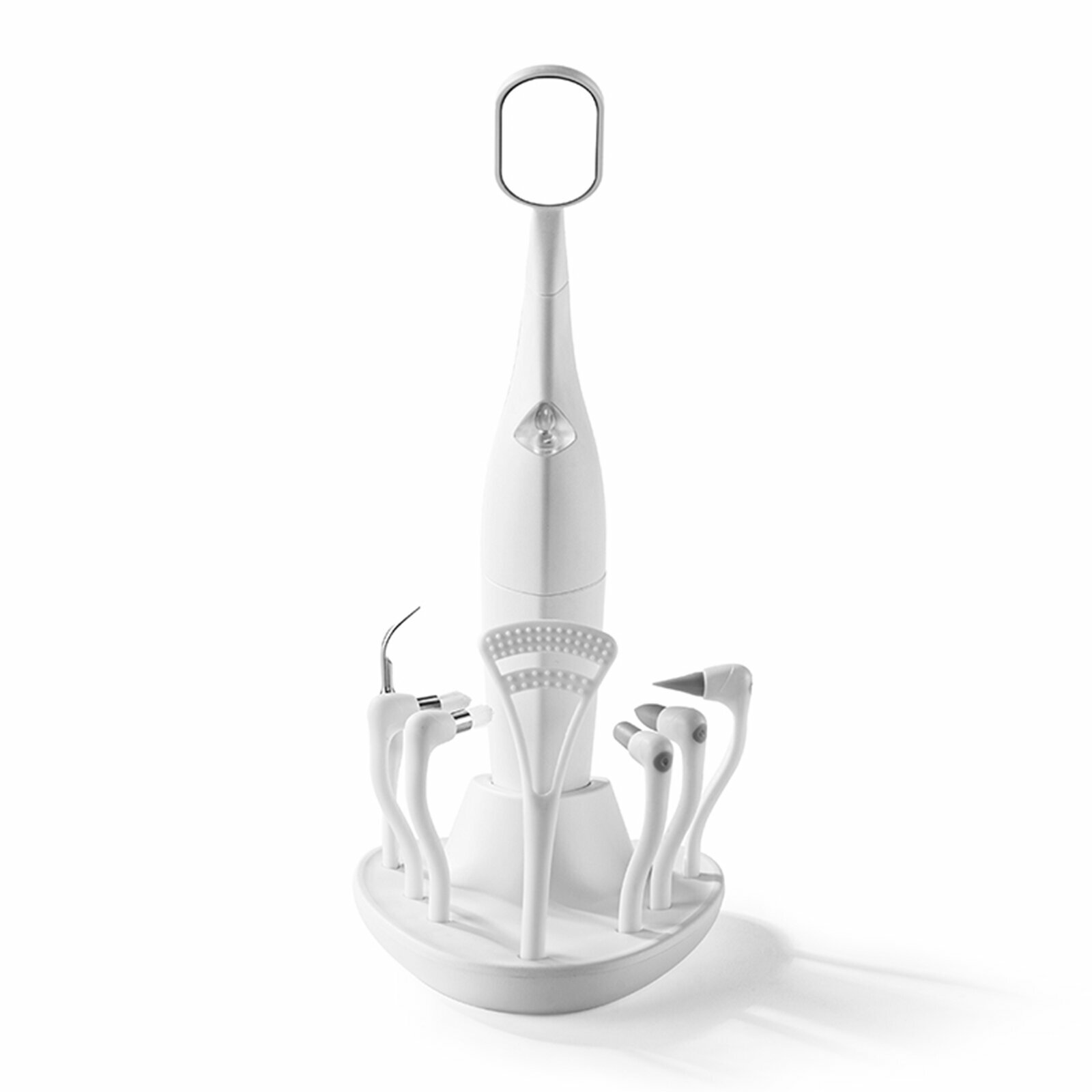 Электрическое вибрационное устройство для чистки зубов с LED-освещением, набор инструментов для зубной гигиены, устройство для чистки зубов, инструмент для ухода за полостью рта с основанием для хранения, 8 головок для чистки, шлифовальных головок, щетки