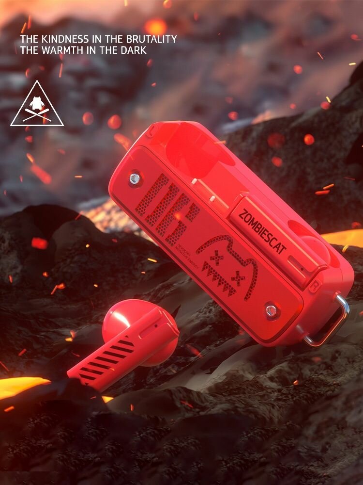 Наушники ZOMBIES CAT B8, беспроводные, Bluetooth 5.4, игровые, красные