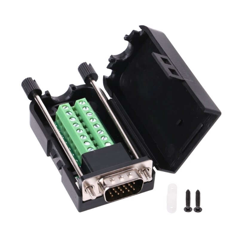 Коннектор, VGA разъем без пайки 3 ряда контактов DB15 с винтом - мужской разъем