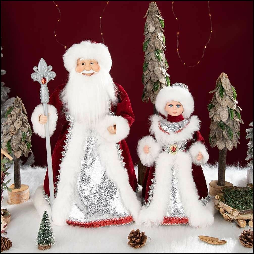 Фигурка Дед Мороз под ёлкой 50см/35см музыкальный синий 2шт11