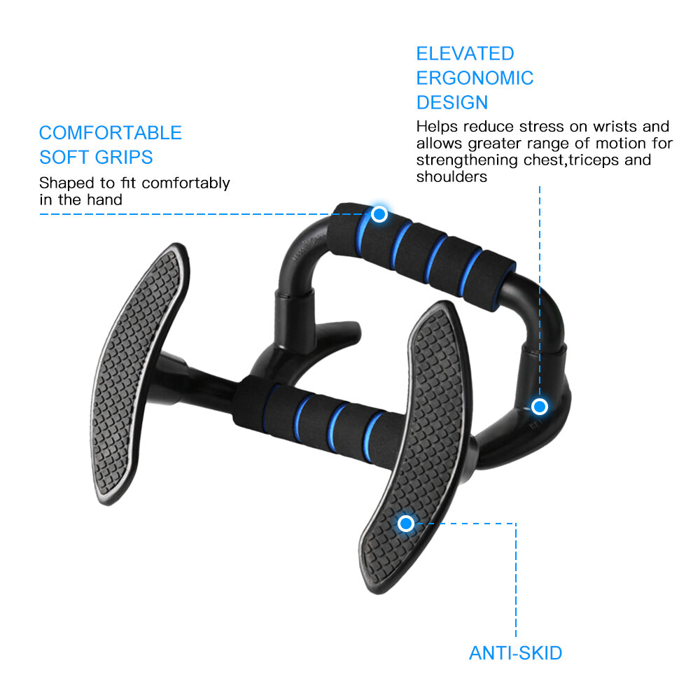 Push up Bars Push-ups Handles Push up Stand Bars Sports Grips, Материал: резина & пена & ПВХ, Цвет: синий / серый (цвет случайный), Длина: 21см/8.3дюйма, Вес: 580г/20.5унции, Пакетный список: 2 * ручки для отжиманий