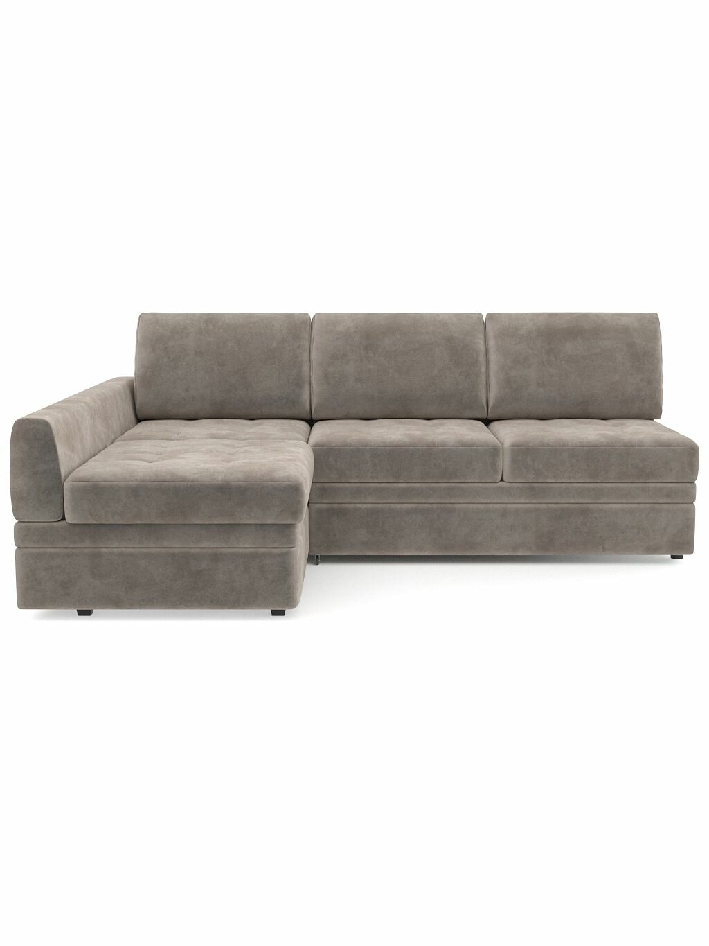 Угловой диван-кровать PUSHE раскладной Бруно, левый угол, велюр, коричневый Nebby 014