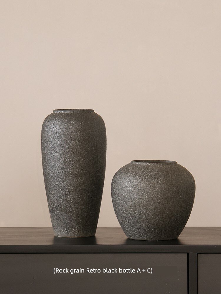Рустик ваза из обсидиана черного цвета A+C-стиль керамический набор для водного декора