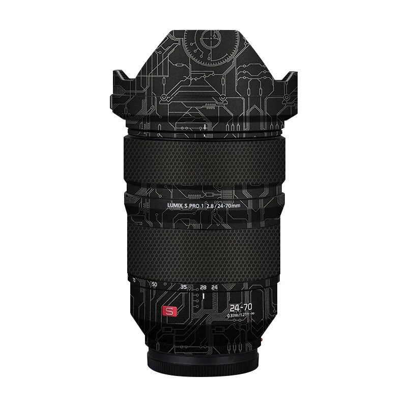 Защитный чехол для объектива Panasonic 24-70мм f/2.8 с рисунком схемы в темно-золотом цвете