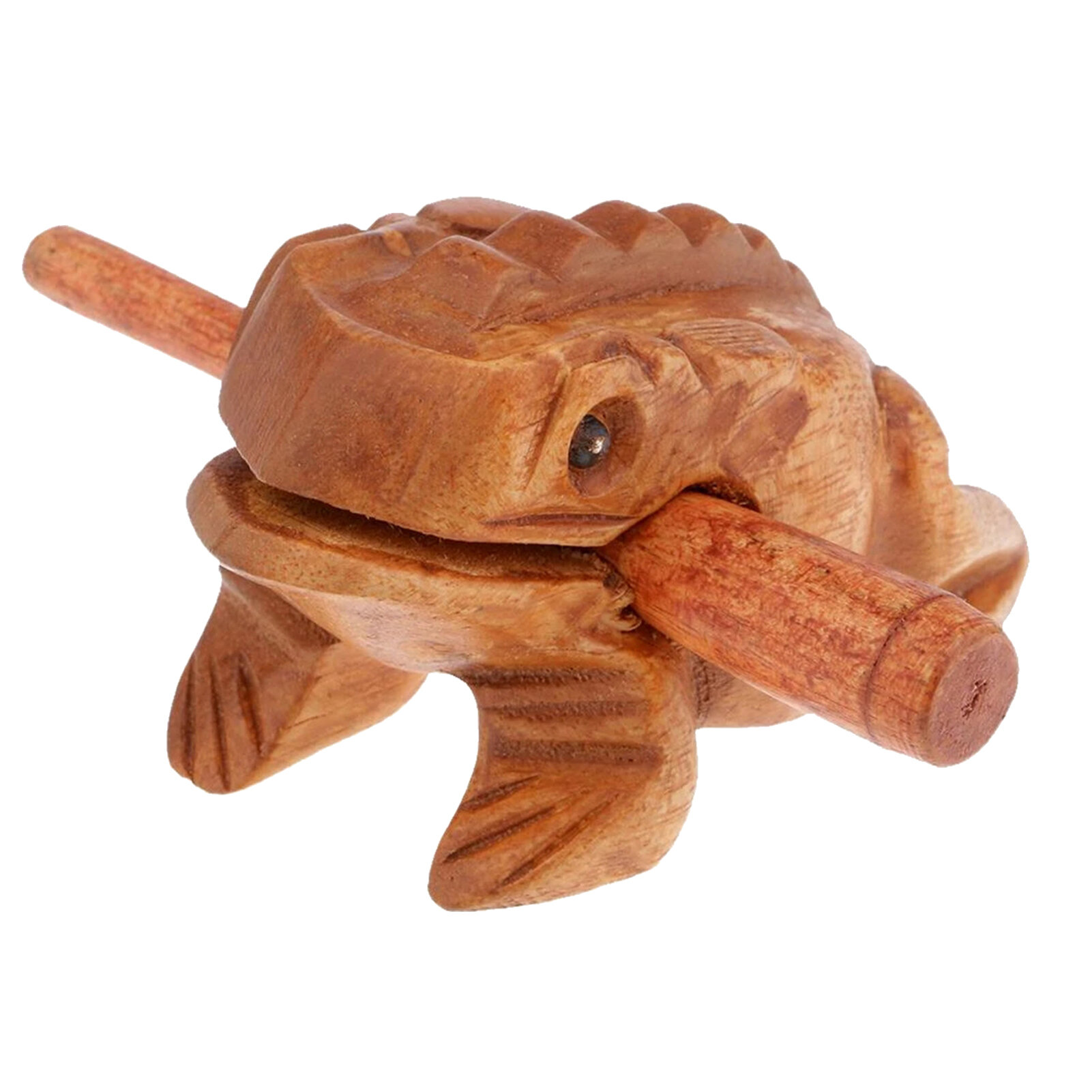6 Inches Frog Guiro Rasp Sound Maker Solid Wood Musical Percussion Instrument Educational Tool with Wooden Stick