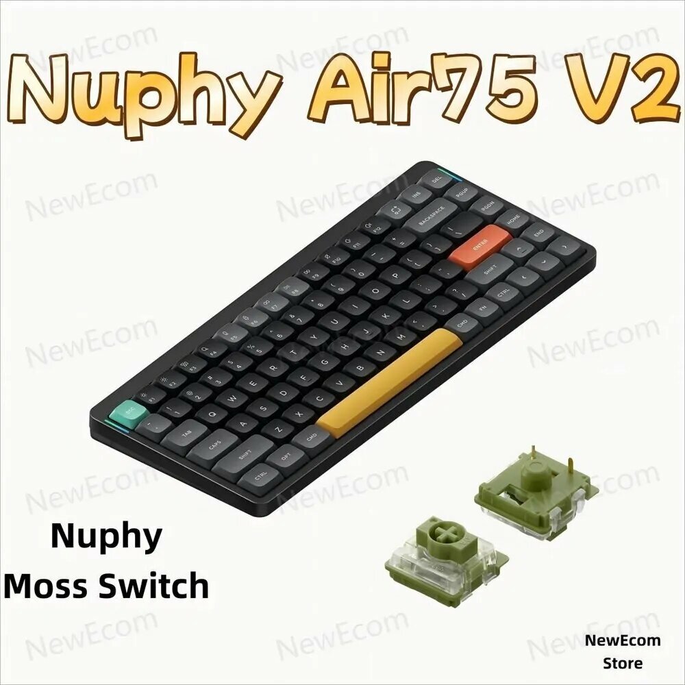 NuPhy Клавиатура беспроводная Air75 V2 Moss Switch, (NuPhy Moss Low-Profile), Английская раскладка, черный