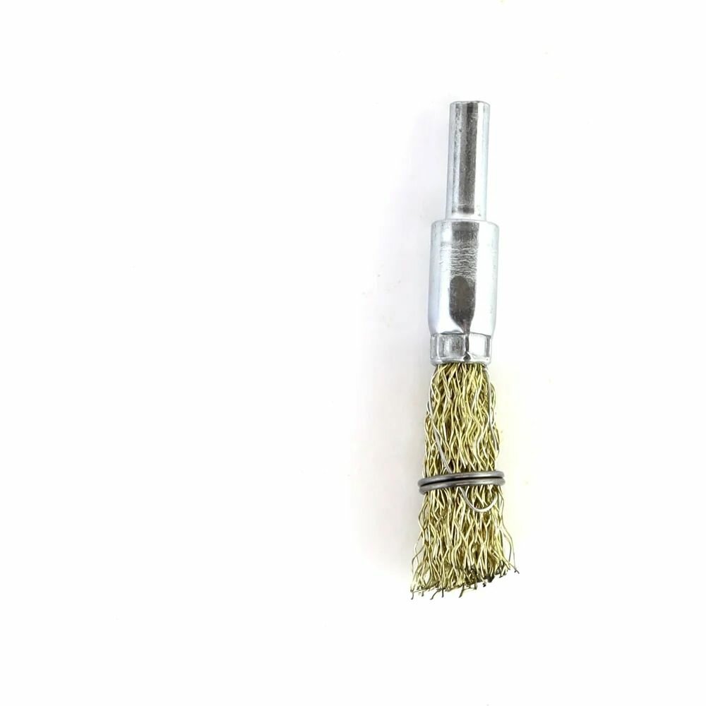 Щетка концевая 10 мм, c хвостовиком 6x17 мм, ворс гофрированная латунированная сталь 0.30 мм (13-078) EuroBrush EB-E10BS