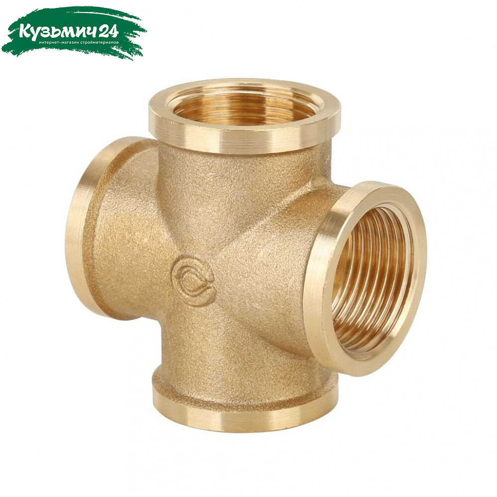 Крестовина резьбовая Gappo G1216.06 25х25х25х25 мм, ВР-ВР-ВР-ВР, латунь