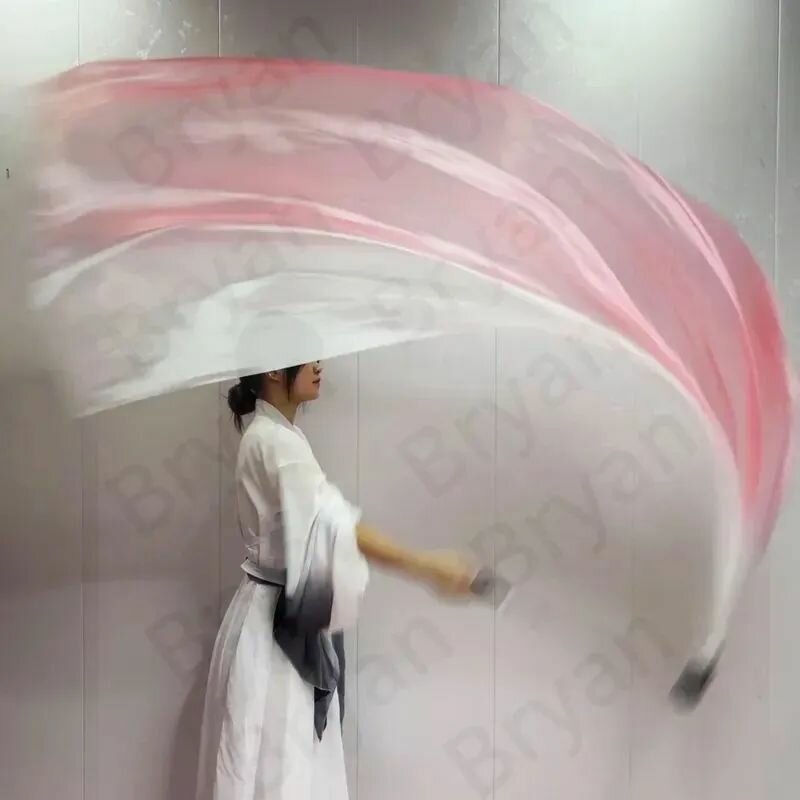 Вуаль пои для танцев живота, шёлковая, розовая, 200 см х 80 см