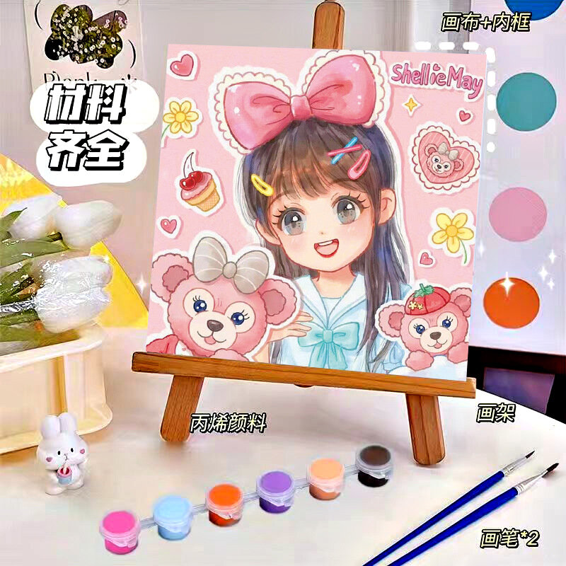 Цифровая картина маслом 20*20, аниме, раскраска маслом, ручная роспись маслом, декор для спальни.