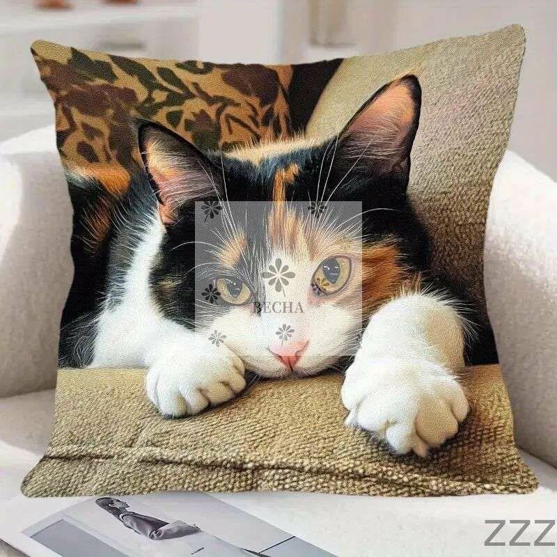 Подушка с потрясающими стикерами милых котиков и собачек