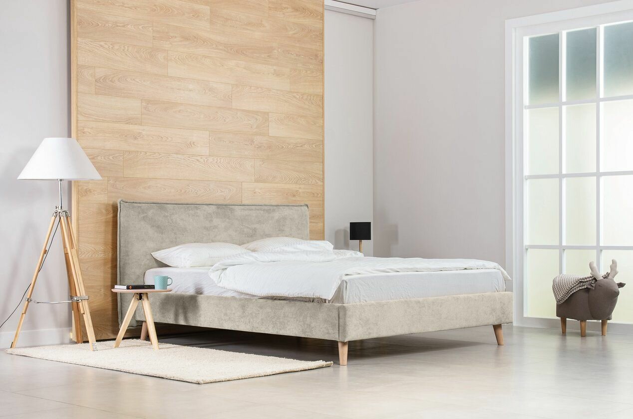 Кровать 180х200 двуспальная Divan.ru Кьево 180 Велюр Светлый, 216х213х100 см