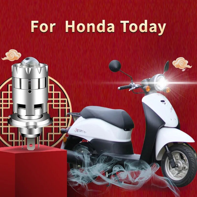 Светодиодная лампа H4 для мотоцикла Honda, 6000K, 4800LM, белый свет