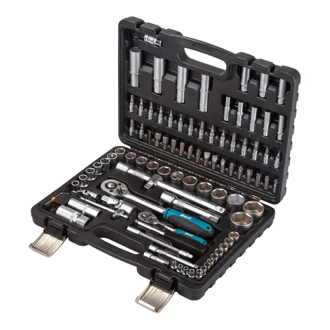 Набор ручного инструмента Bort BTK-94, 94 предмета, хромванадиевая сталь, черный