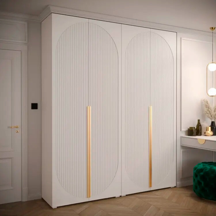 Четырехсекционный распашной шкаф Уолт МДФ Лайн белый (0,27) A10030 Белый снег 8685 BS NEW 160*45*200 см Фиеста