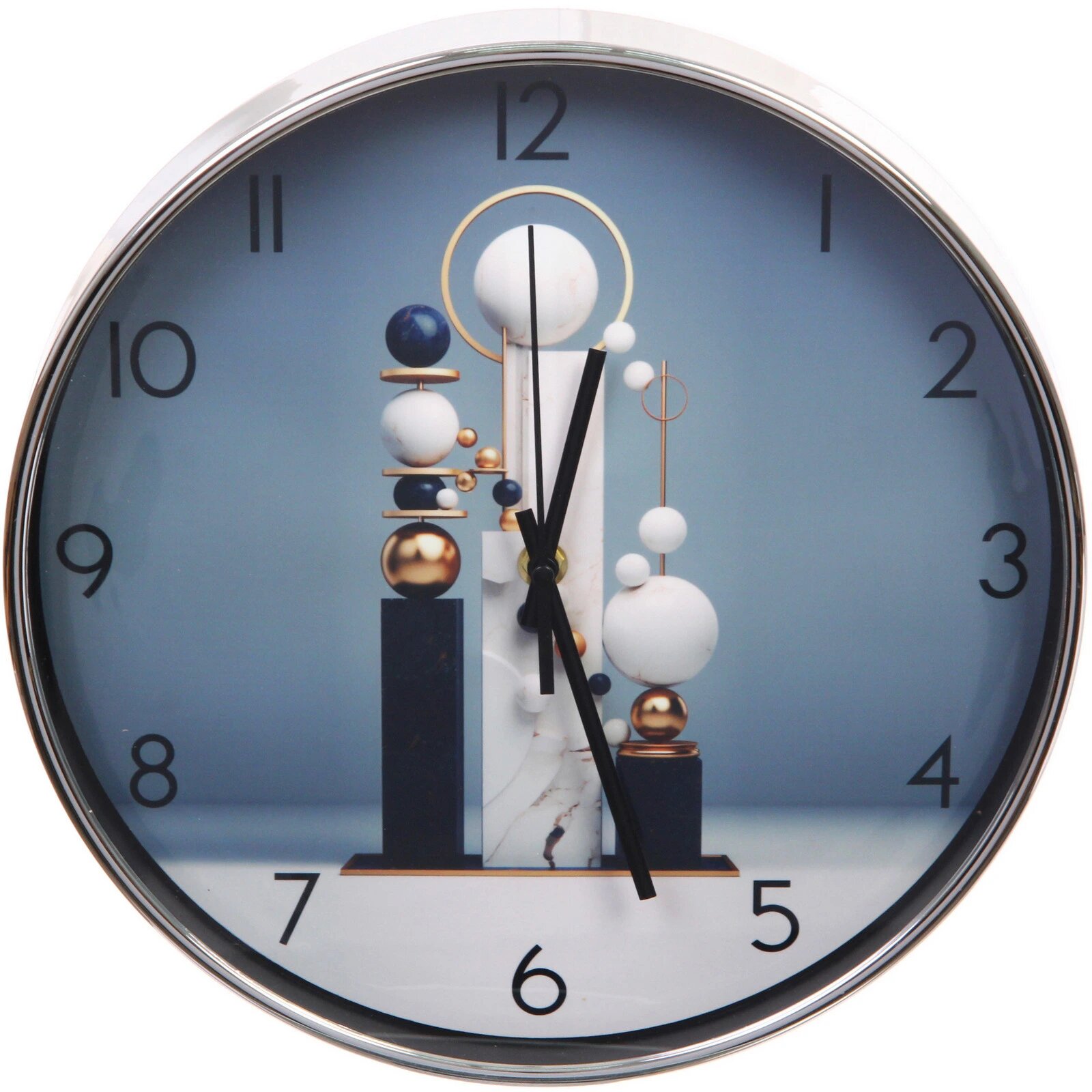 Часы настенные «HOME STYLE» 30 см, геометрический дизайн, серебристый корпус, металл и пластик