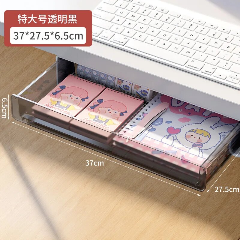 Офисный ящик для хранения под столом, скрытый ящик, прозрачный органайзер, ящик, держатель для стола, стойка для ручек, лоток для хранения канцелярских принадлежностей