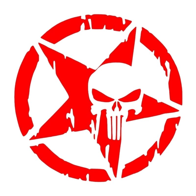 Наклейка с пятиконечной Звездой "Каратель" - красный