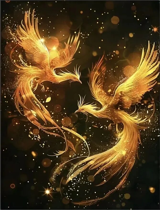 Алмазная мозаика " Феникс " / Алмазная вышивка / Круглая картина стразами Полная выкладка50х40 см (без подрамника, без рамки)
