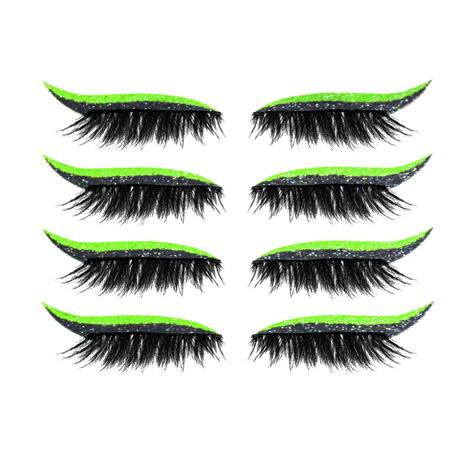 Шimmering Powder Beauty Tool Reusable Eyeliner Long-Lasting False Eyelashes Self-Adhesive Natural Waterproof Eyelash Stickers 4 Pair, Material: man-made fiber, plastic, Color: blue, green, fluorescent color, gold, purple, black, pink, Item size: