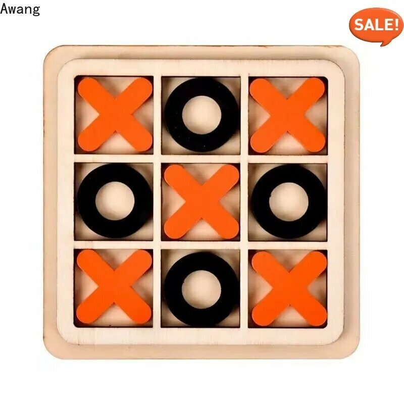 Крестики нолики, деревянная игра, оранжевые