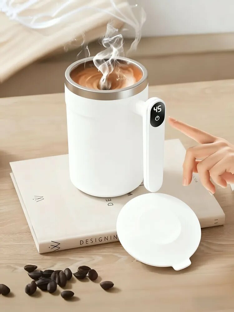 Кружка-термос для кофе 400 мл, из нержавеющей стали с двойными стенками, сохраняет температуру до 6 часов, со встроенной функцией смешивания (шейкер) для использования в автомобиле.