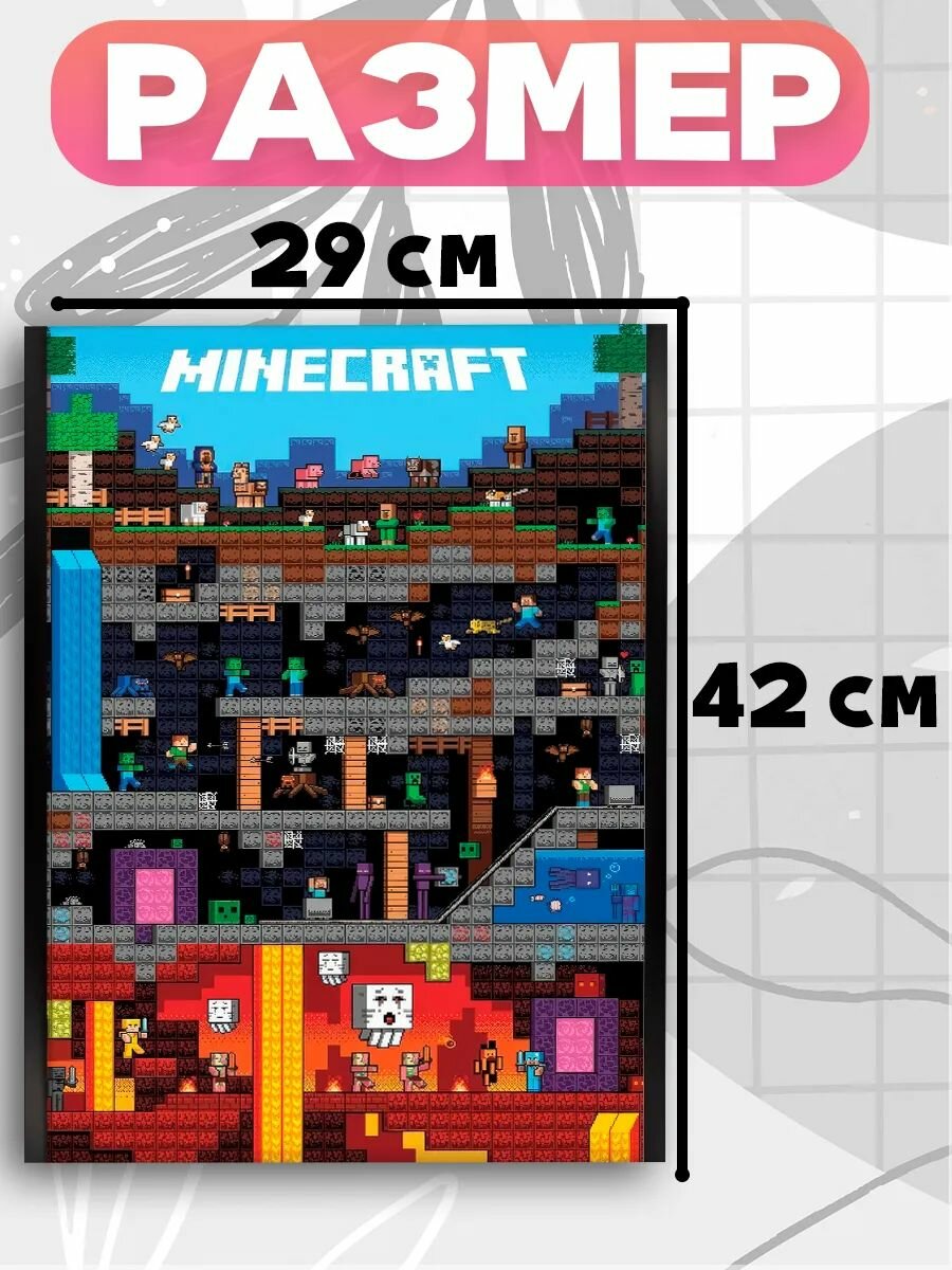 Постеры на стену для интерьера Minecraft, плакат 1шт, А3 размер. — фото 1