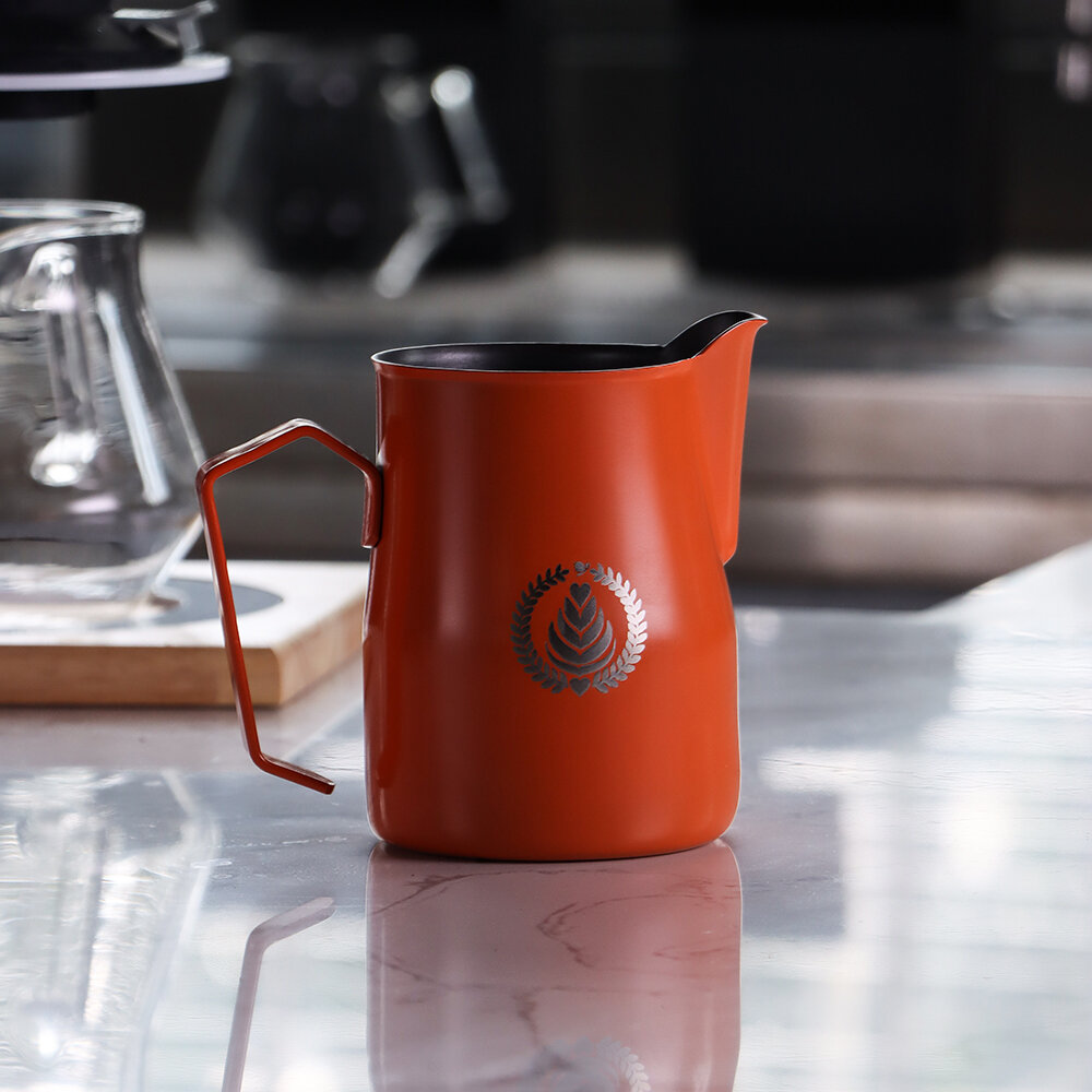 ✅Длинный носик итальянского кофейного молочного вспенивателя из нержавеющей стали, большой кувшин для латте-арта, кувшин с краном, чашка для латте-арта, чашка для вспенивания молока с тефлоновым покрытием