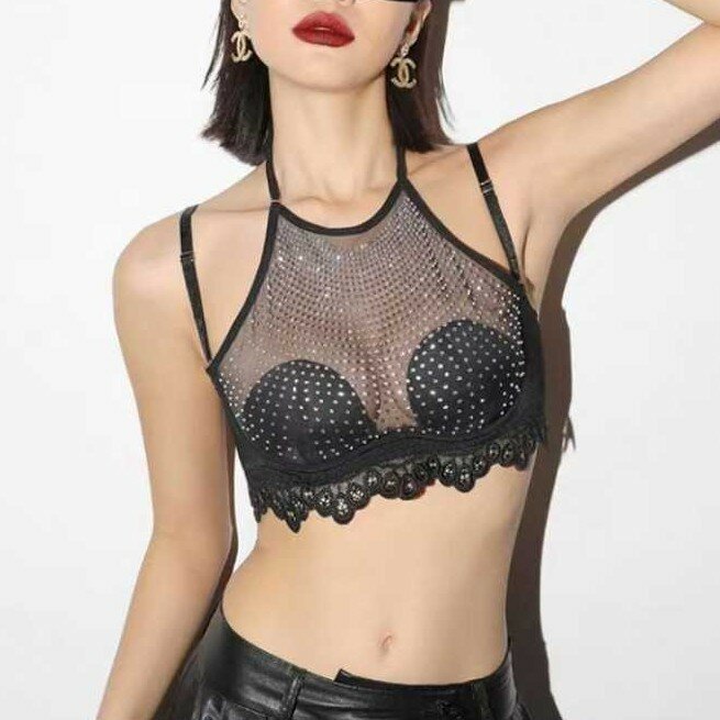 Летний тонкий бюстгальтер с открытой спиной и завязками на шее, бюстгальтер пуш-ап для маленькой груди, сетчатый бюстгальтер со стразами, подчеркивающий фигуру и придающий ей молодежный вид. Черный.