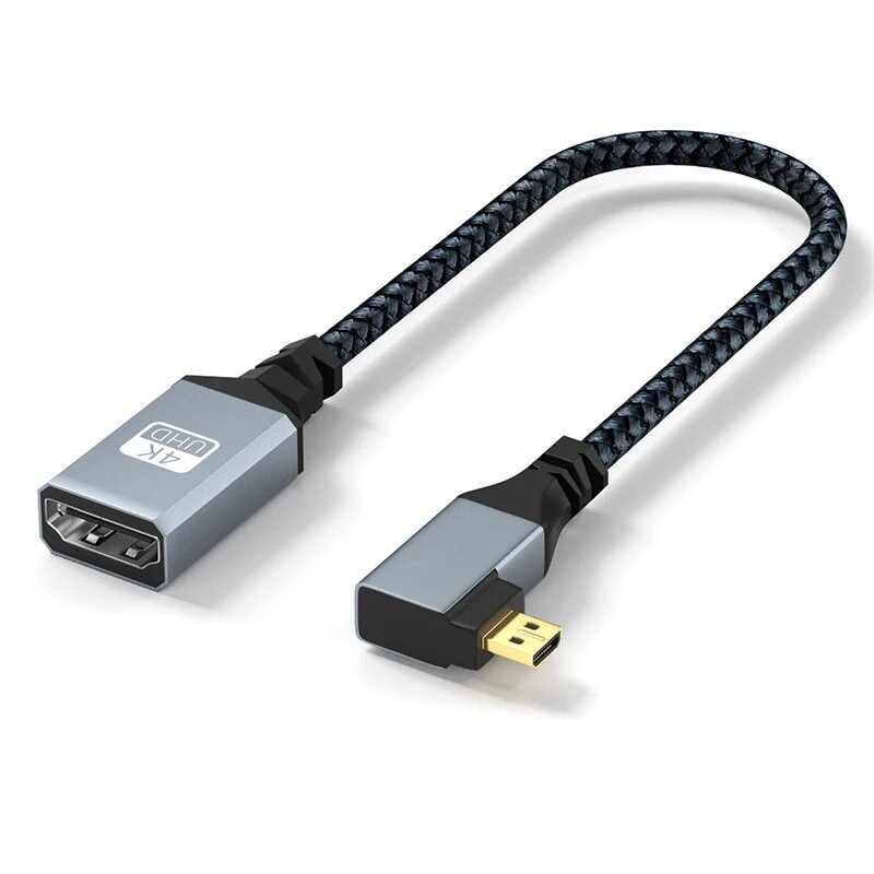 Nku 90-градусный Micro HDMI-HDMI 2.0 адаптер кабель Left