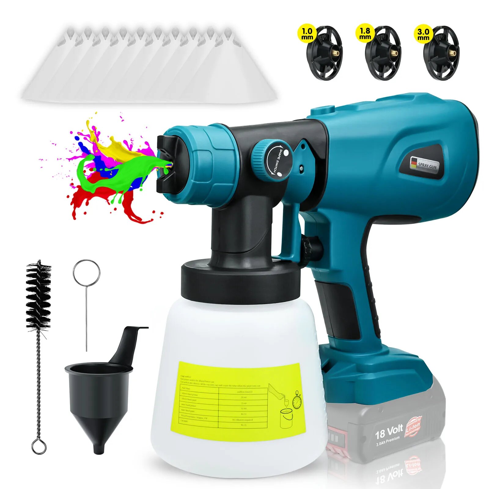 Беспроводной электрический пистолет-распылитель 1000 мл для аккумулятора Bosch 18 В, автомебель, стальное покрытие, аэрограф, распылитель краски HVLP (без батареи)
