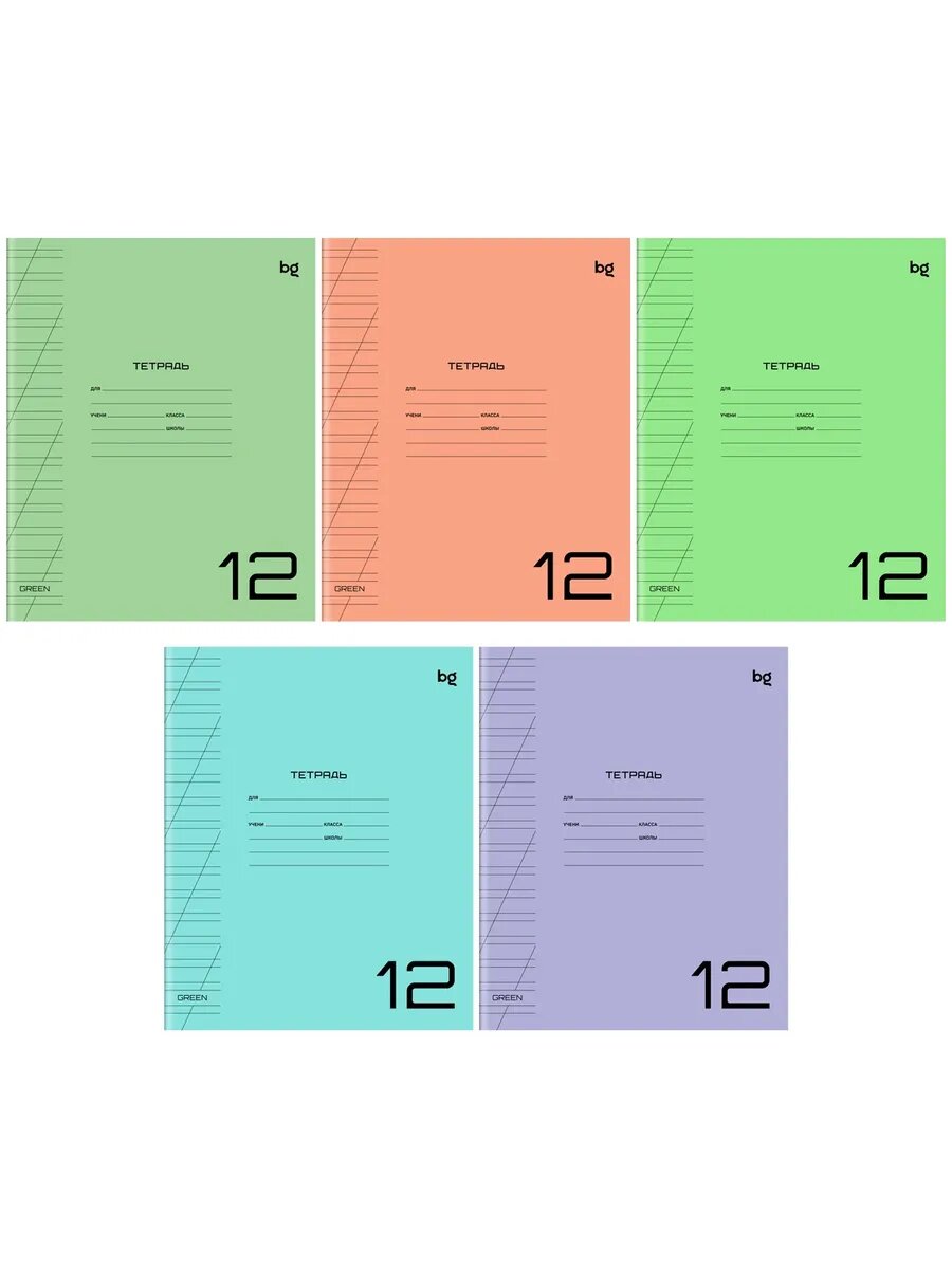 Тетрадь с пластиковой обложкой в косую линейку 12 л 10 штук