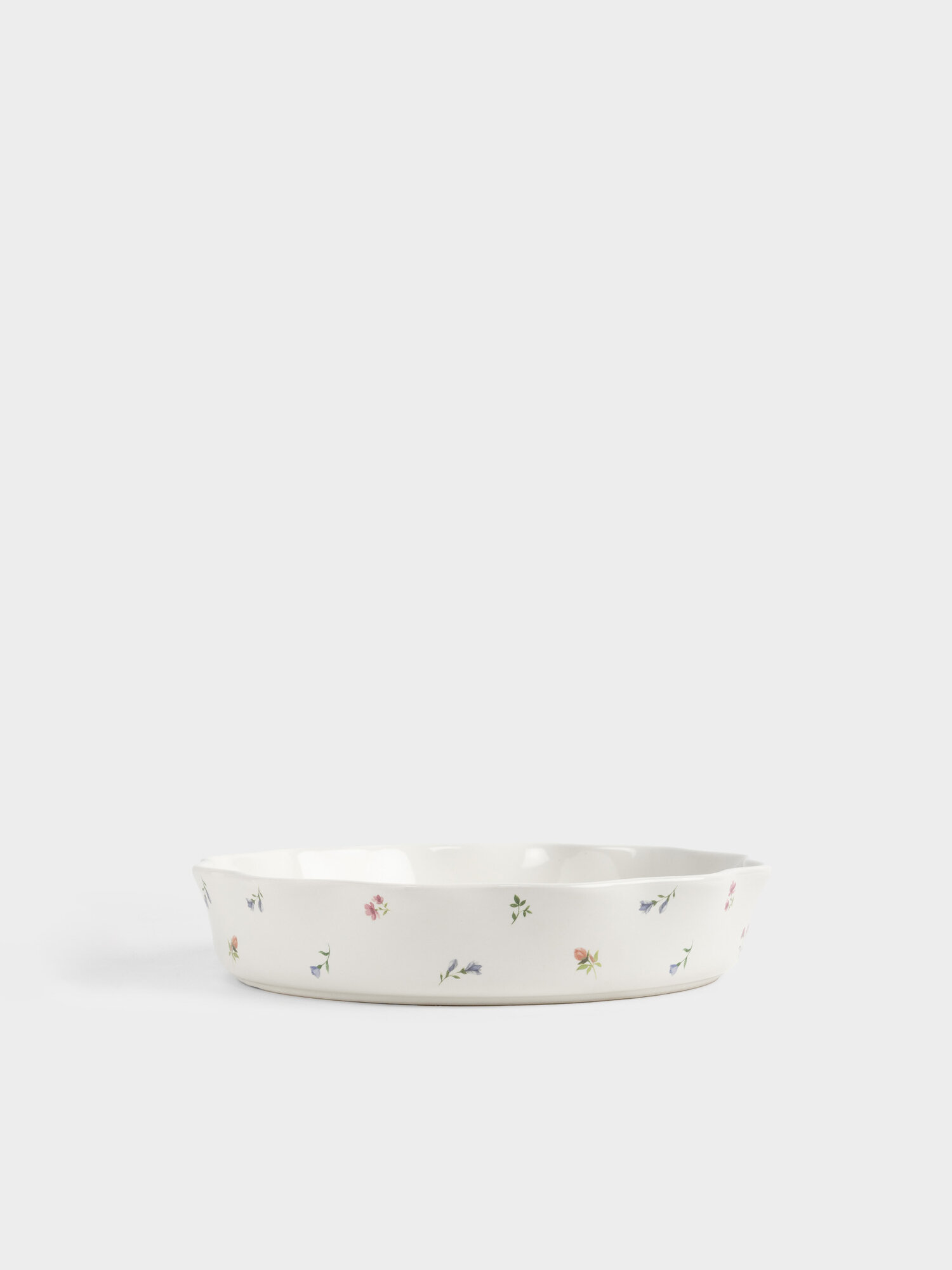 Форма для запекания, 25 см, керамика, круглая, молочная, Нежные цветы, El flora