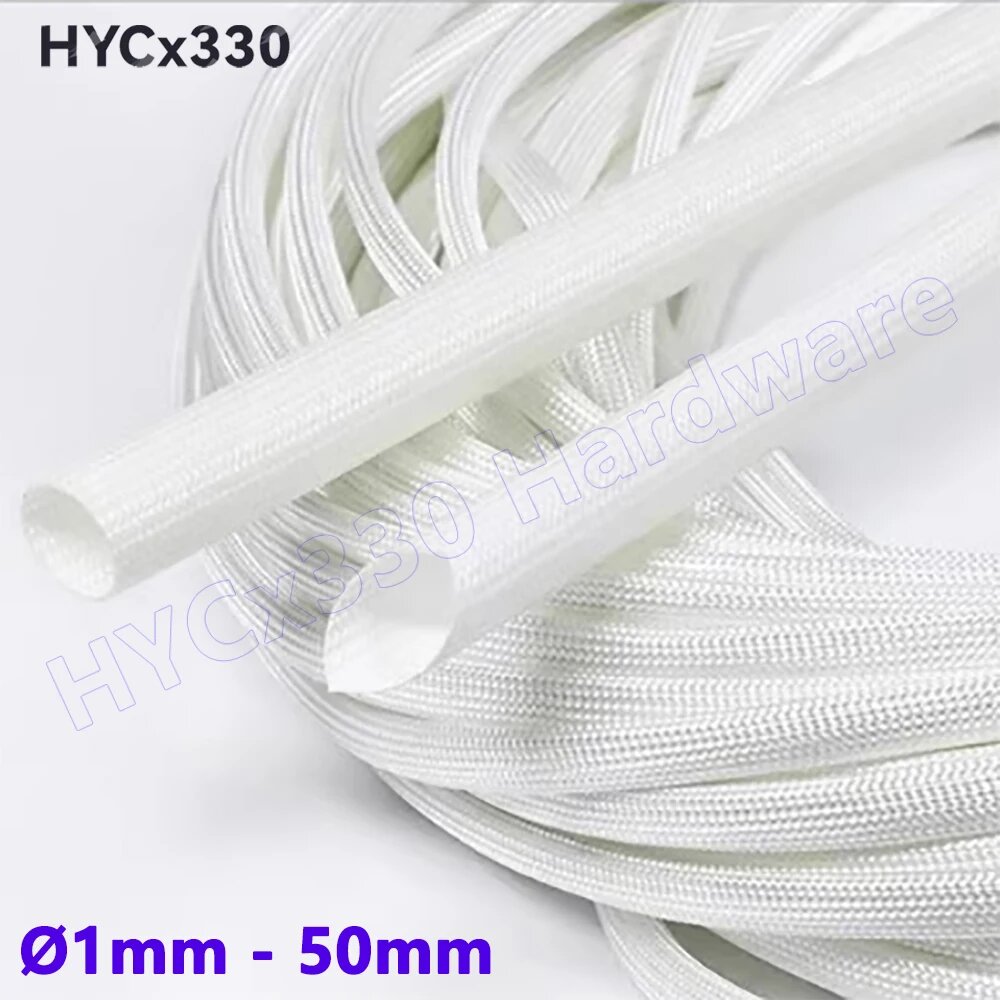 Плетеный рукав из стекловолокна Ø1-50 мм белый 600°C 10mm, 5Meters