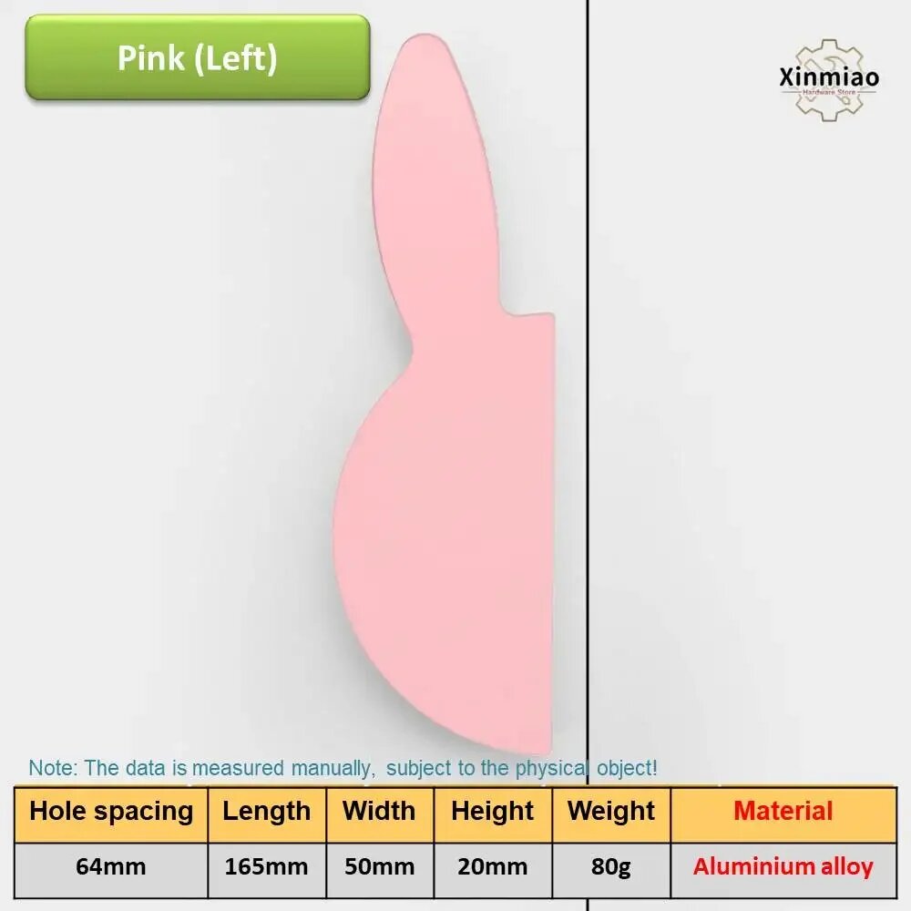 Ручки для шкафов детские с кроликом алюминиевые Pink-Left-165MM