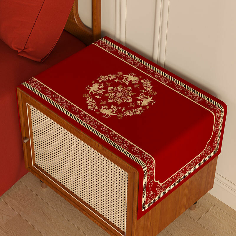 Горячая продажа новой китайской стилистики, чехол для прикроватной тумбочки, свадебный красный праздничный чехол, радостные слова, чехол от пыли, полотенце