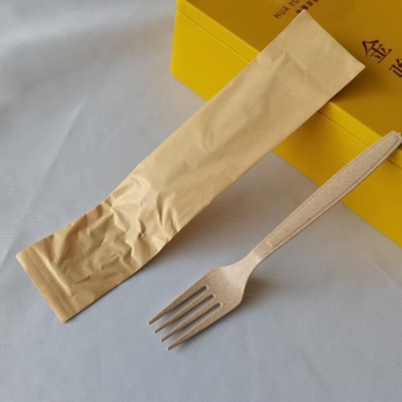 Одноразовые вилки из крафт-бумаги, индивидуальная упаковка, вилки для стейка, пасты, легкой еды, фруктового салата, десертные ложки