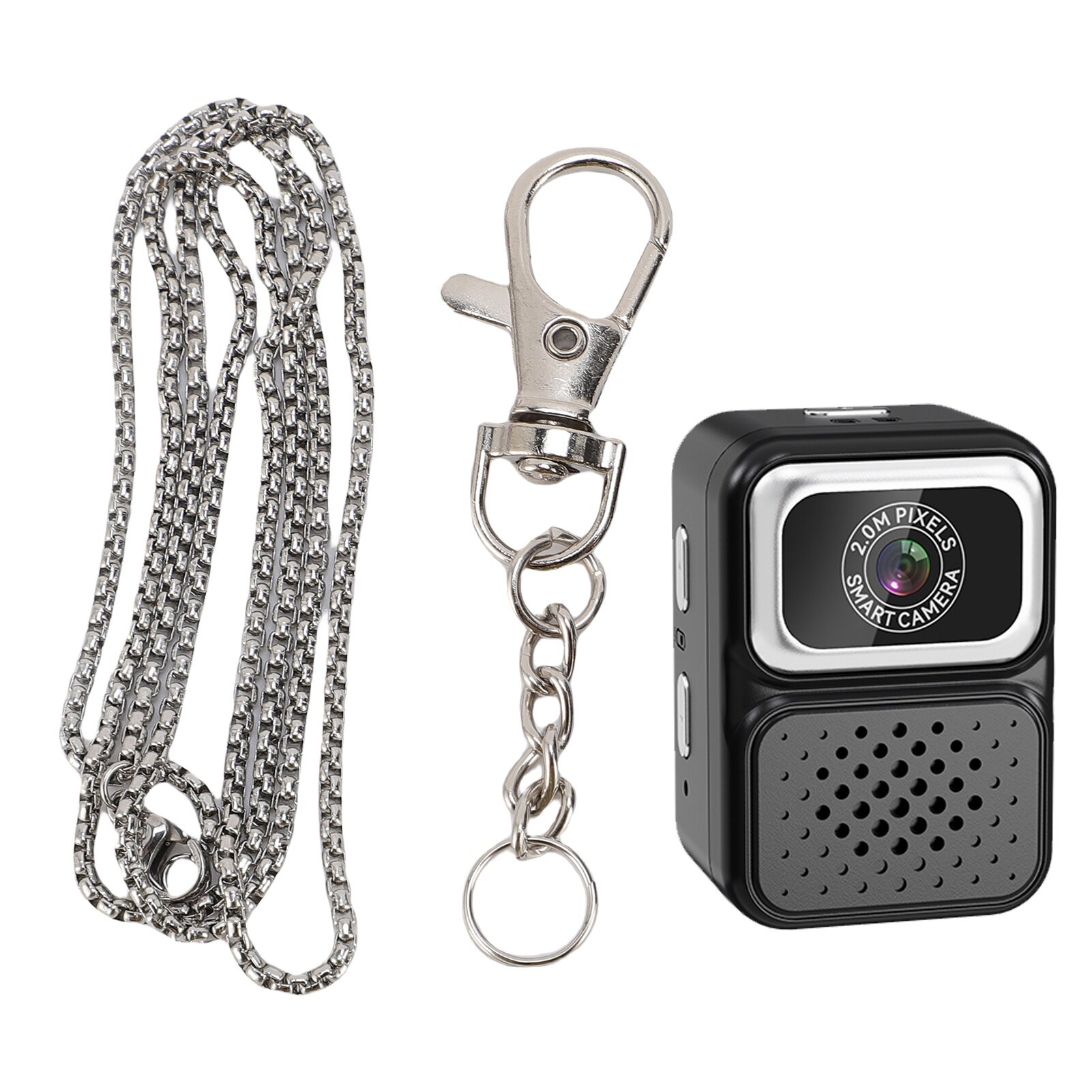 Брелок-камера 1080p 2MP 0,96-дюймовый цветной экран, компактный цифровой, с картой памяти 64 ГБ, для путешествий, черный.