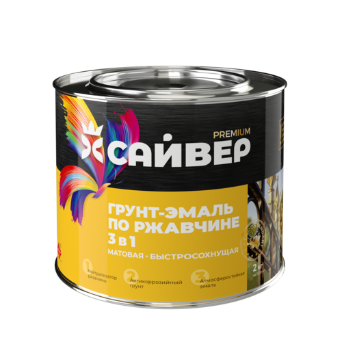 Эмаль грунт П/ржавч ХВ 3в1 черная 1.8КГ сайвер