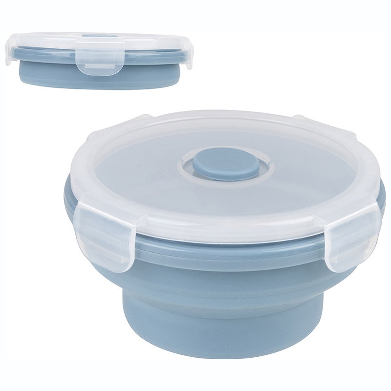 Контейнер 300МЛ MIGLIORE складной силиконовый круглый синий СПБ