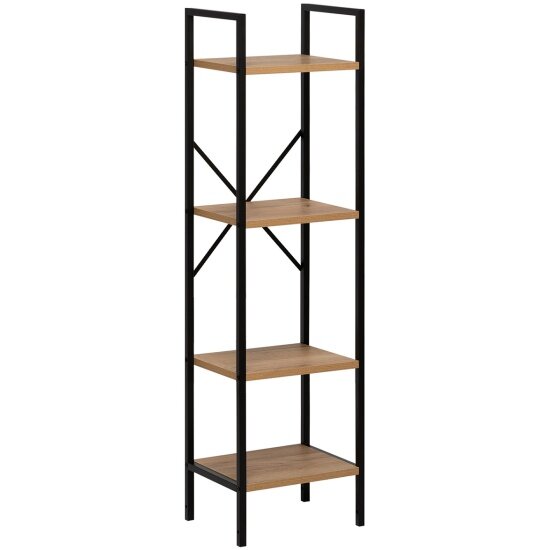 Стеллаж Импэкс Мебель Leset Стилвуд 14 узкий, 4 полки Черный/Дуб крафт золотой