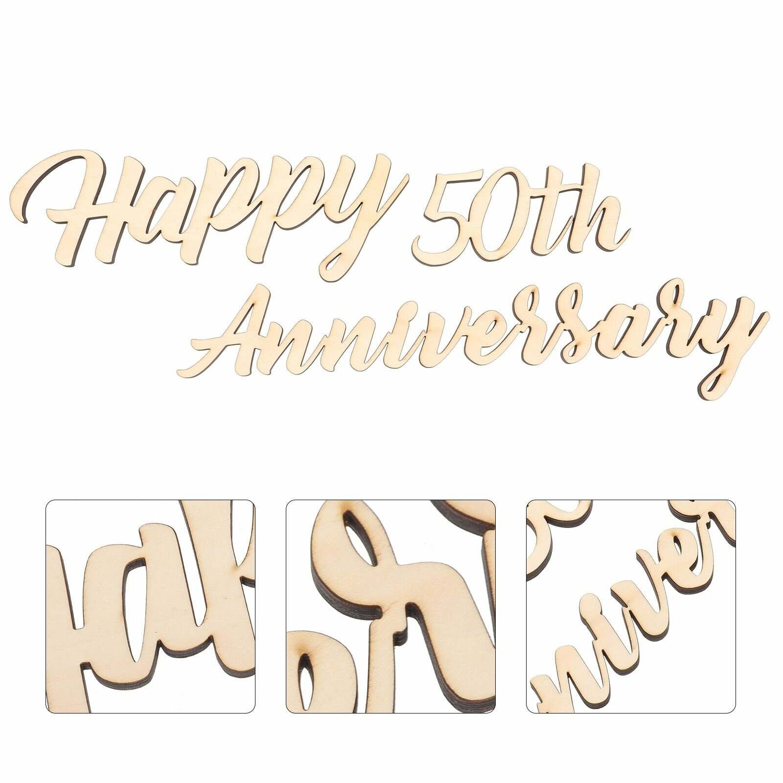 Надпись из дерева бежевого цвета для оформления юбилея свадьбы