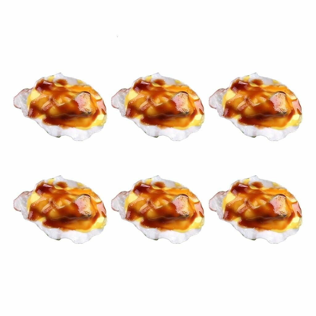 Набор из 6 имитаций устриц и гребешков model food-устрицы со сливочным соусом 07