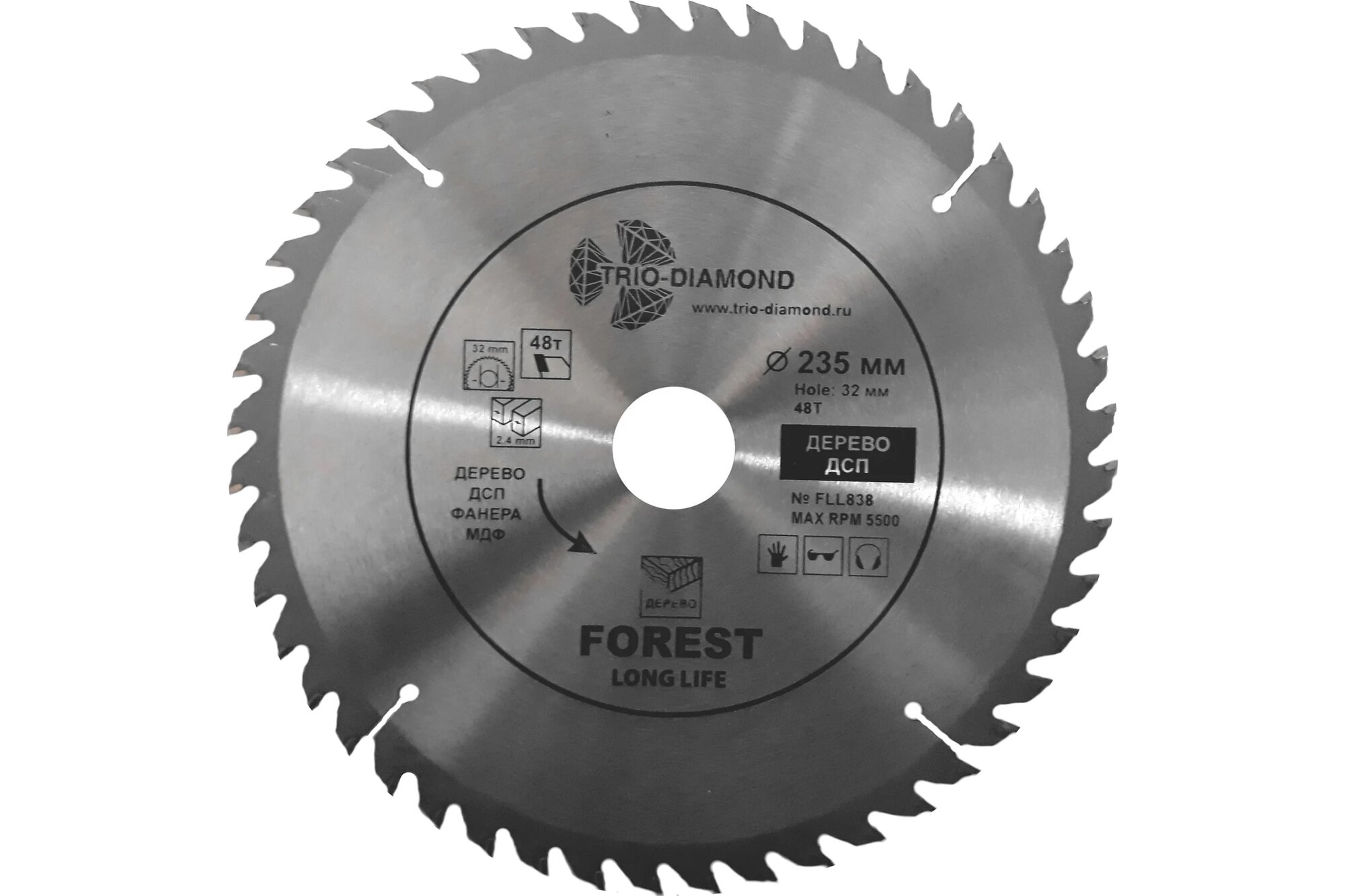 Диск пильный Trio-Diamond по дереву 235х48Т*32/30мм (FLL838)