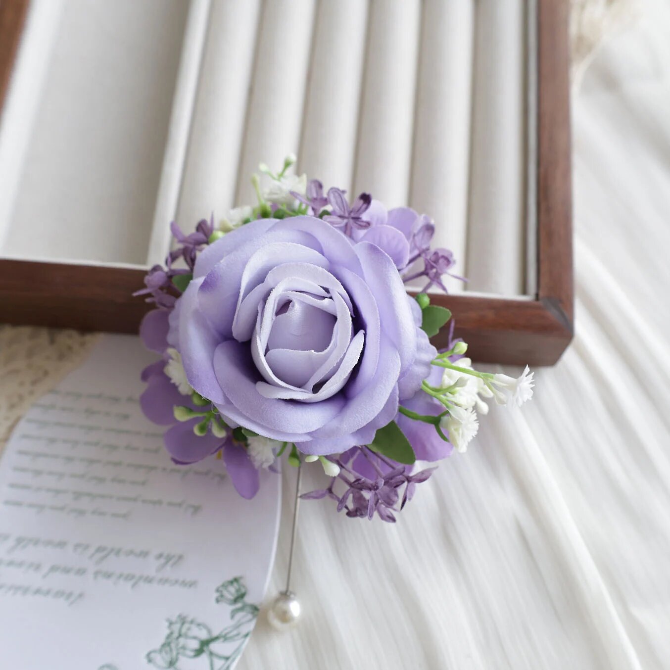 Бутоньерка и браслет BAIFUMING фиолетовый No.2 Boutonniere