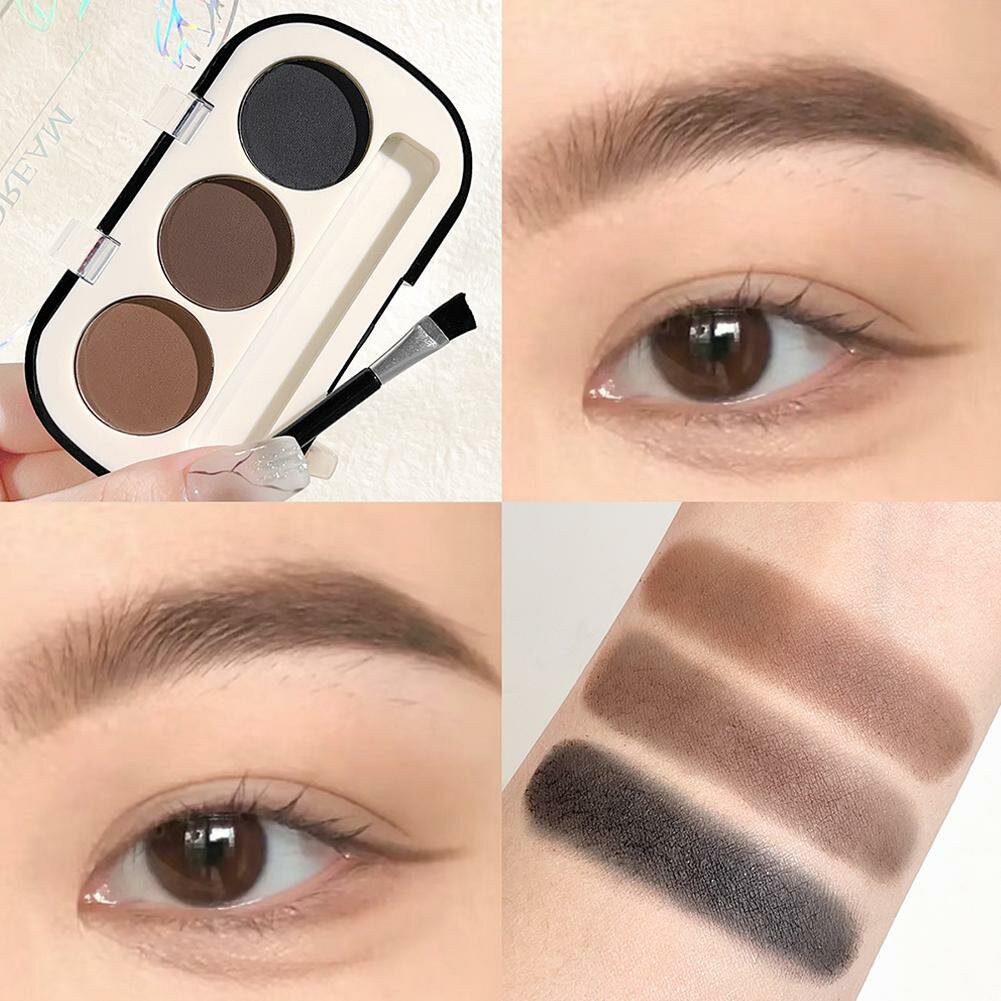 Трехцветная палетка пудры для бровей